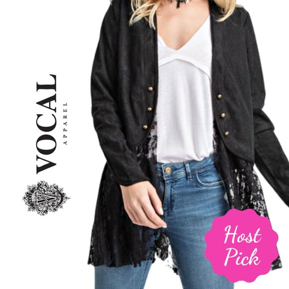 Vocal | Jackets & Coats | Vocal Black Faux Suede Leather Military ...